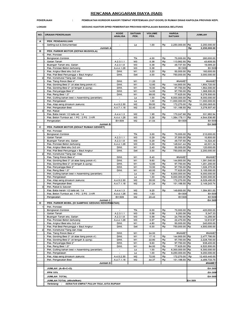RAB Parkir Motor Uk. 18,7x4,7 M' (100 JT) | PDF