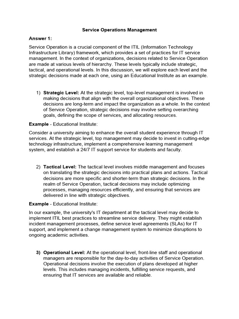 Service Operations Management | PDF | Service Level Agreement | Risk ...