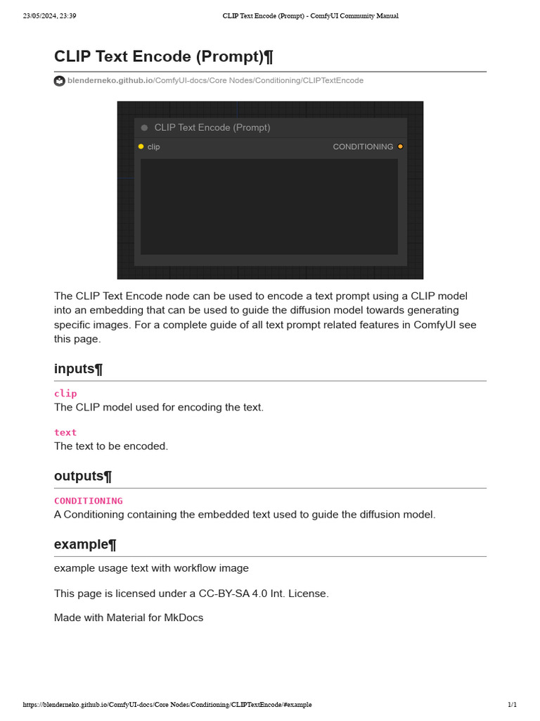 CLIP Text Encode (Prompt) - ComfyUI Community Manual | PDF