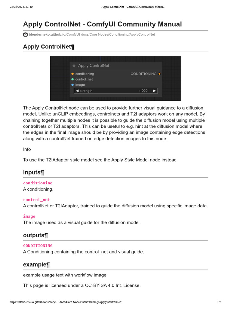Apply ControlNet - ComfyUI Community Manual | PDF
