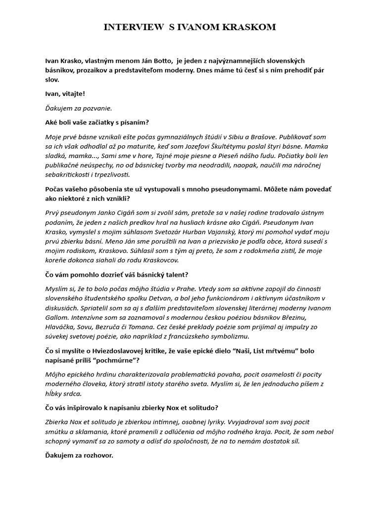 Ivan Krasko Interview | PDF