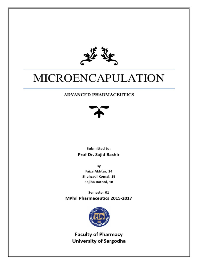Microencapsulation in Drug Delivery Systems | PDF | Emulsion ...