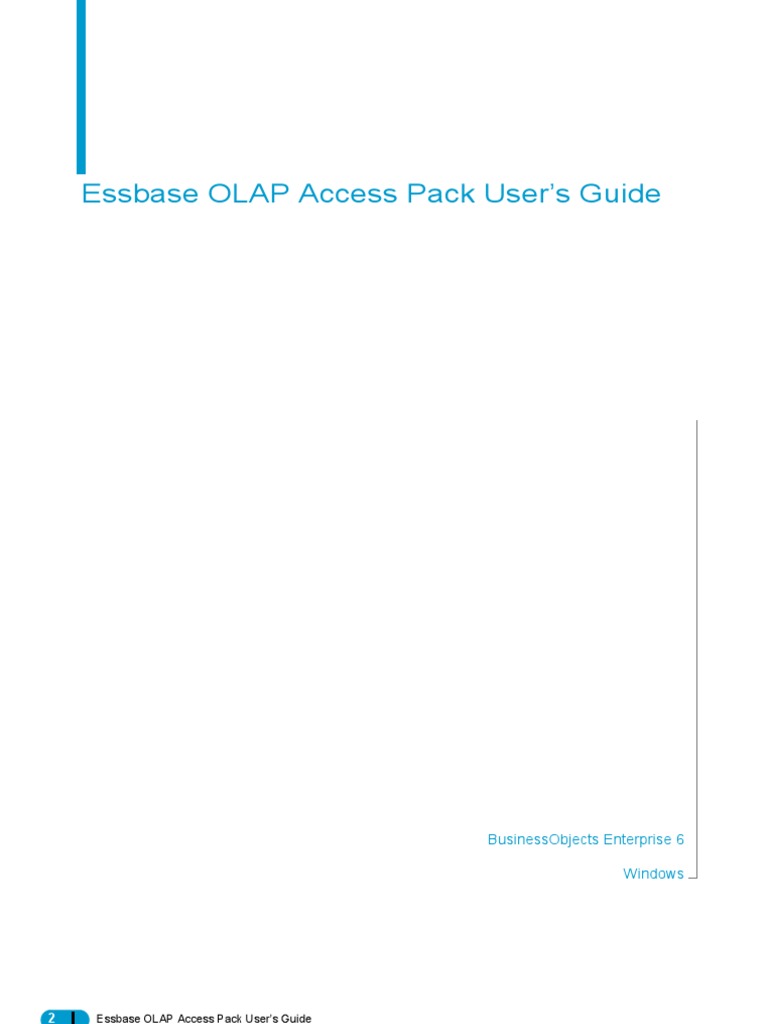 Essbase Olap Access Pack User'S Guide: Businessobjects Enterprise 6 ...