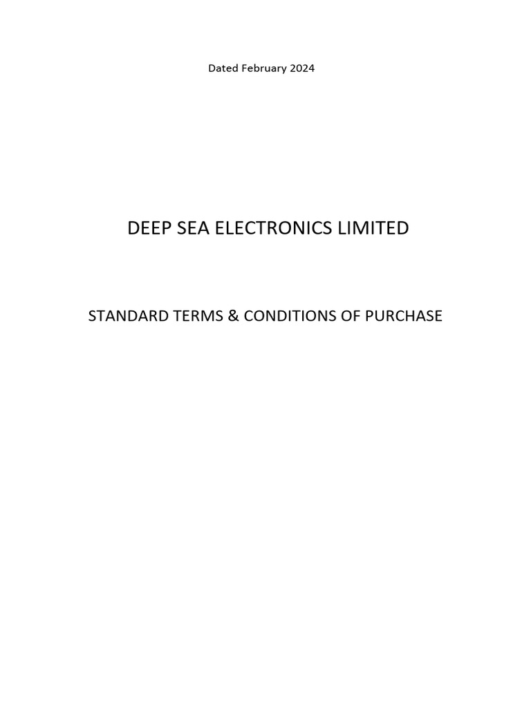 Deep Sea Electronics Purchase Terms | PDF | Supply Chain | Bribery