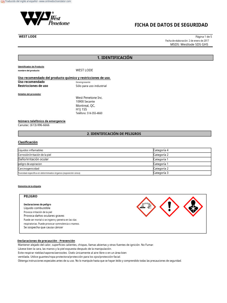 FDS West - Lode | PDF | Agua | Toxicología