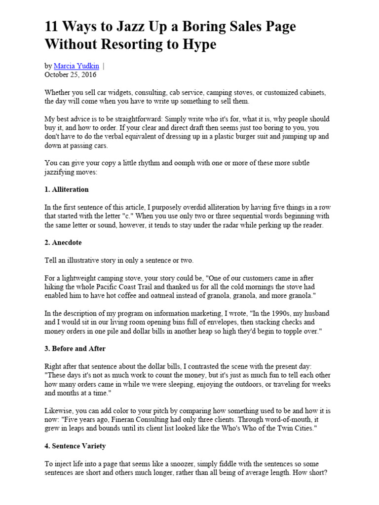 11 Ways To Jazz Up A Boring Sales Page Without Resorting To Hype ...