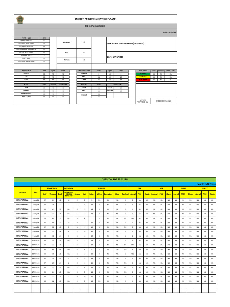 DFE-Pharma Site Safety Report May 2024 | PDF | Labor | Labor Relations