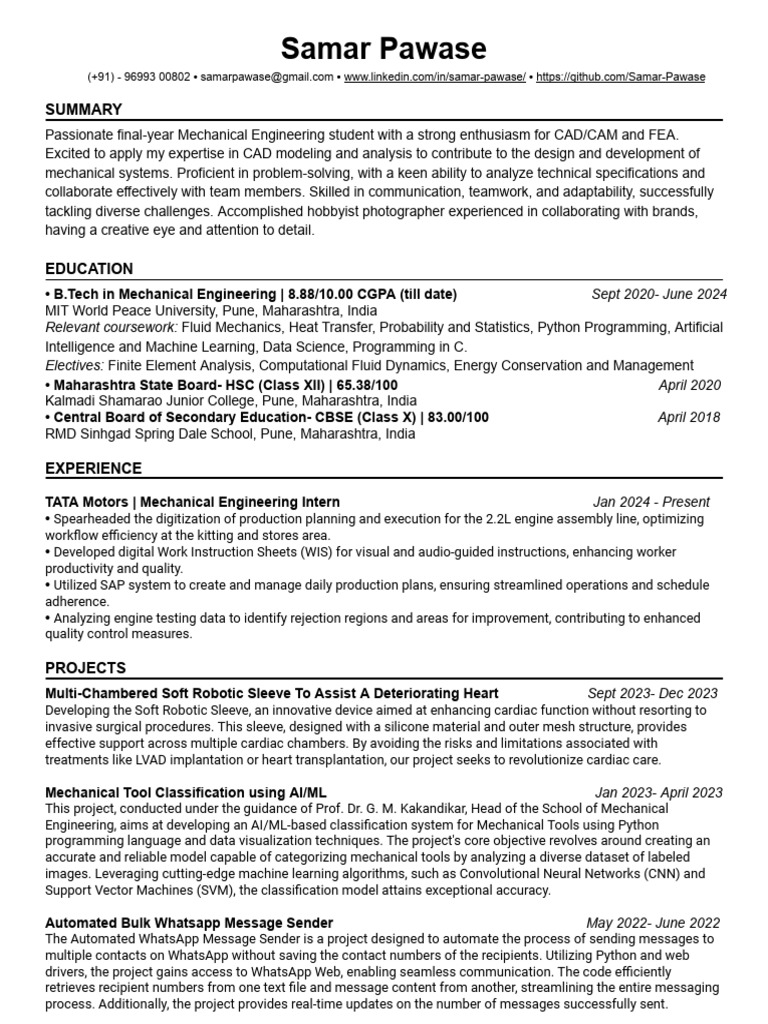 Samar resume | PDF | Mechanical Engineering | Machine Learning