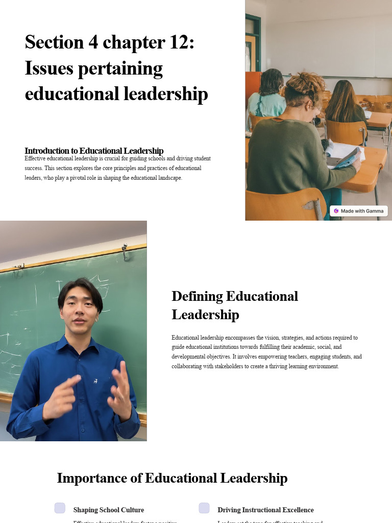 Introduction To Educational Leadership | PDF | Leadership | Teachers