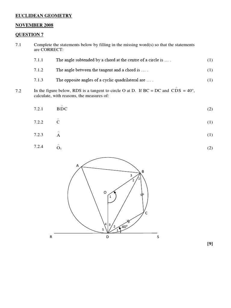 Euclidean Geometry | PDF | Circle | Perpendicular