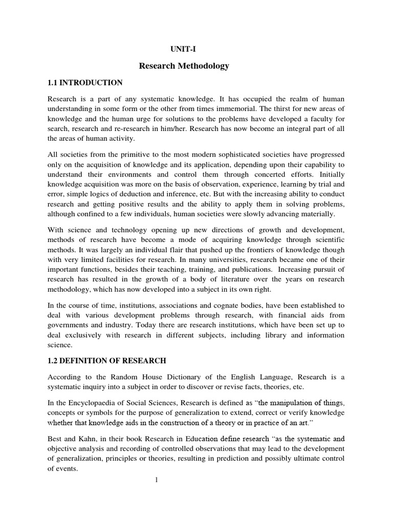 MBA RMM Unit 1 | PDF | Hypothesis | Methodology