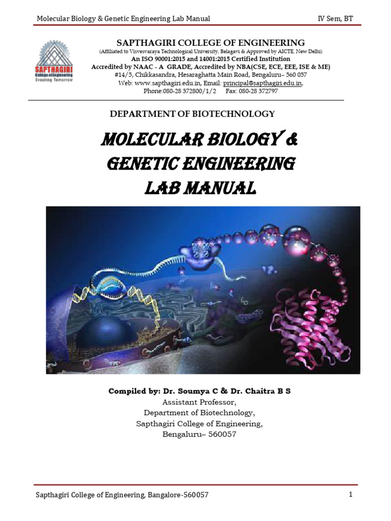 Molecular Biology and Genetic Engineering LAB-21BTL46 | PDF | Agarose ...