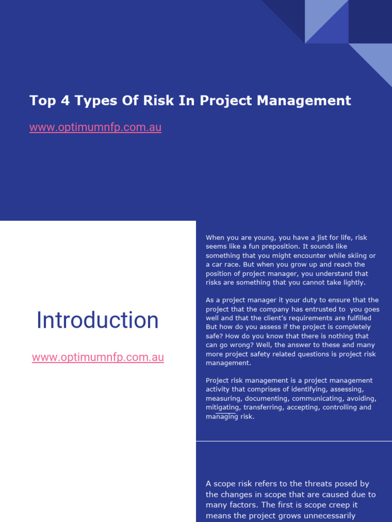 Top 4 Types of Risk in Project Managemen | PDF | Risk | Project Management
