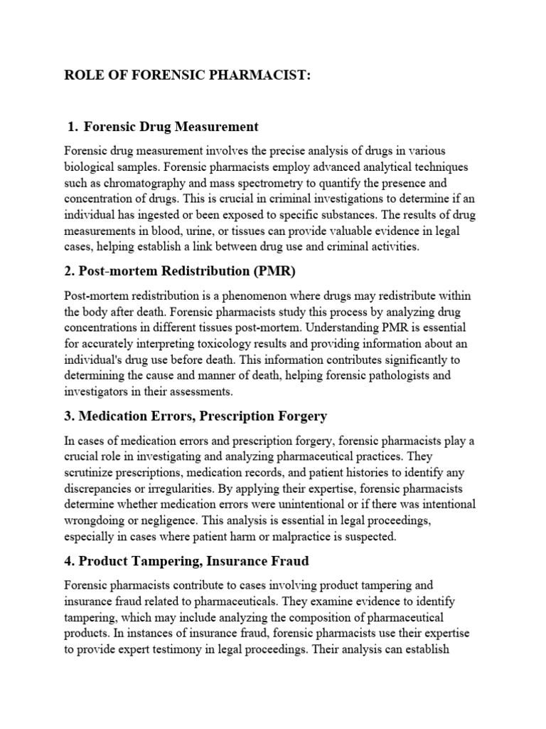 Role of Forensic Pharmacist | PDF | Generic Drug | Institutional Review ...