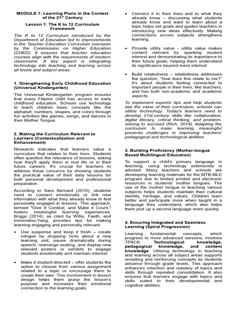 MODULE-1_Learning-Plans-in-the-Context-of-the-21st-Century | PDF | Educational Technology ...