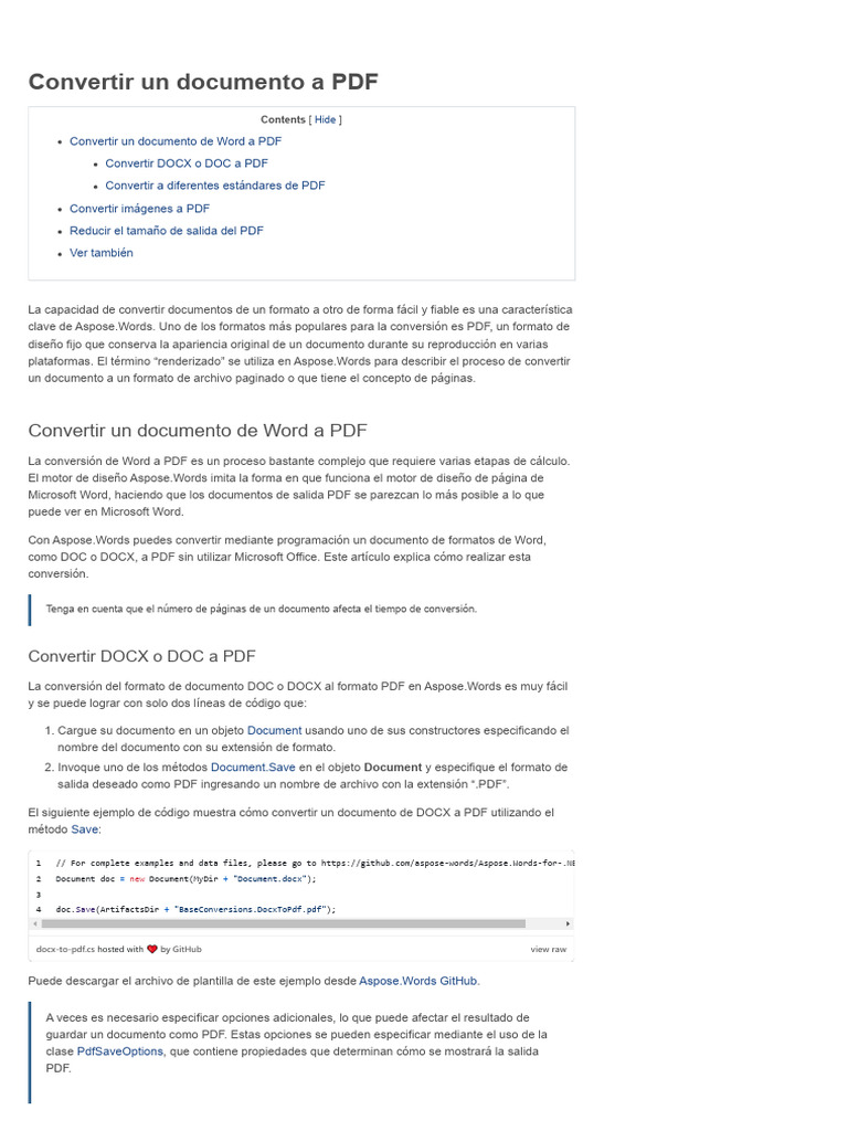 Convertir Word A PDF en C# - Aspose - Words para | PDF | Microsoft Word ...