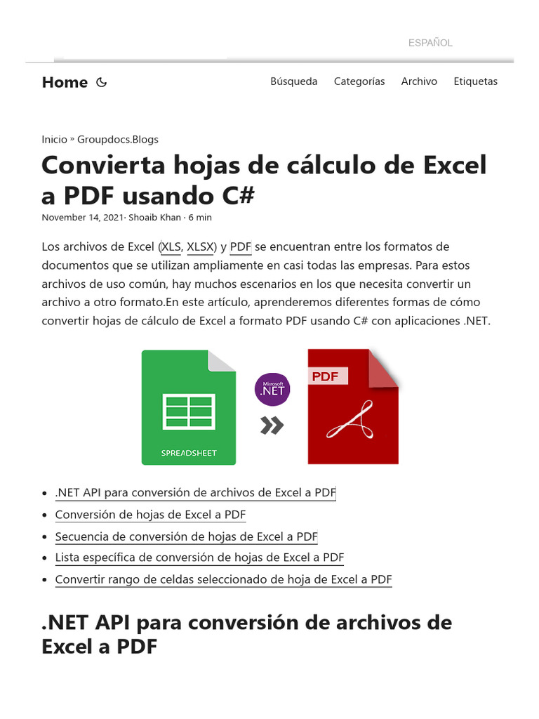 Convierta Hojas de Cálculo de Excel A PDF Usando C# - Convertidor de ... Convierta Hojas de Cálculo de Excel A PDF Usando C# - Convertidor de ...