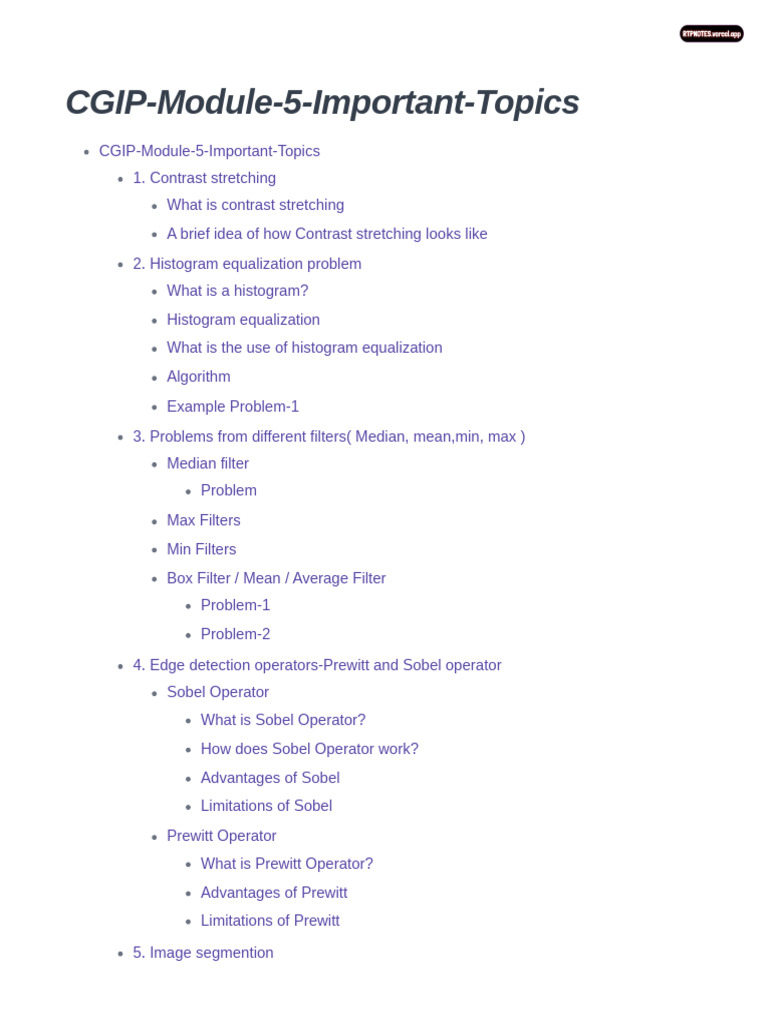 CGIP MODULE 5 Important Topics | Download Free PDF | Image Segmentation | Signal Processing