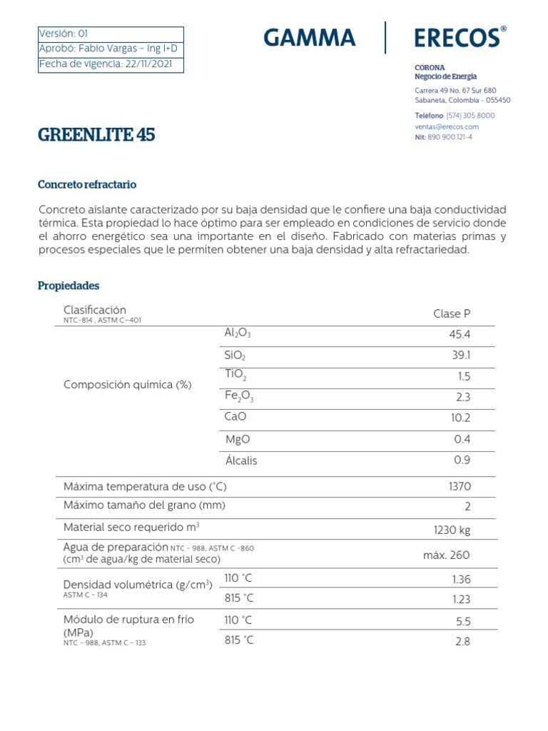 Greenlite-45 002 | PDF | Aislamiento térmico | Cantidades fisicas