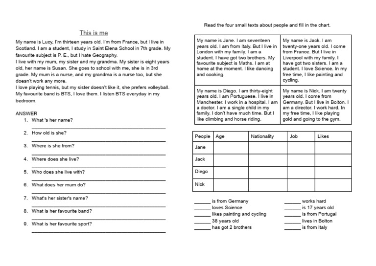 Meet Lucy: A 13-Year-Old Student | PDF