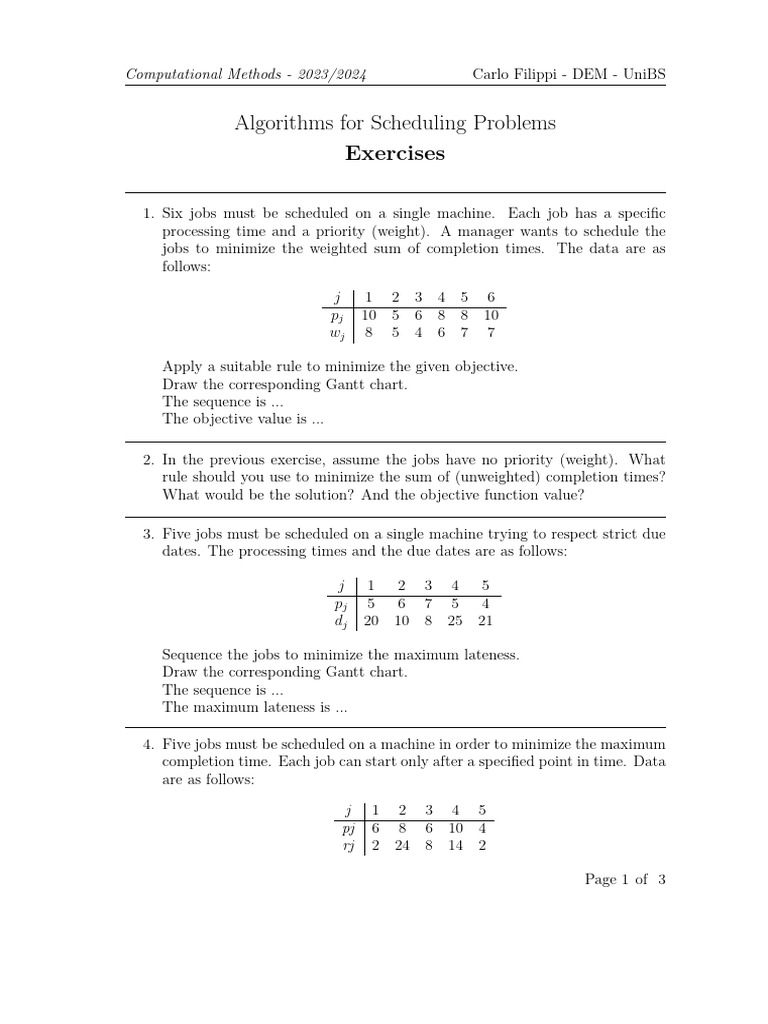 Scheduling Algorithms Guide | PDF | Computer Programming | Mathematical Optimization