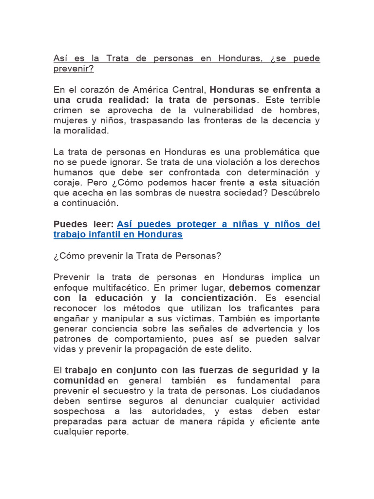 Así Es La Trata de Personas en Honduras | PDF | Trata de personas ...