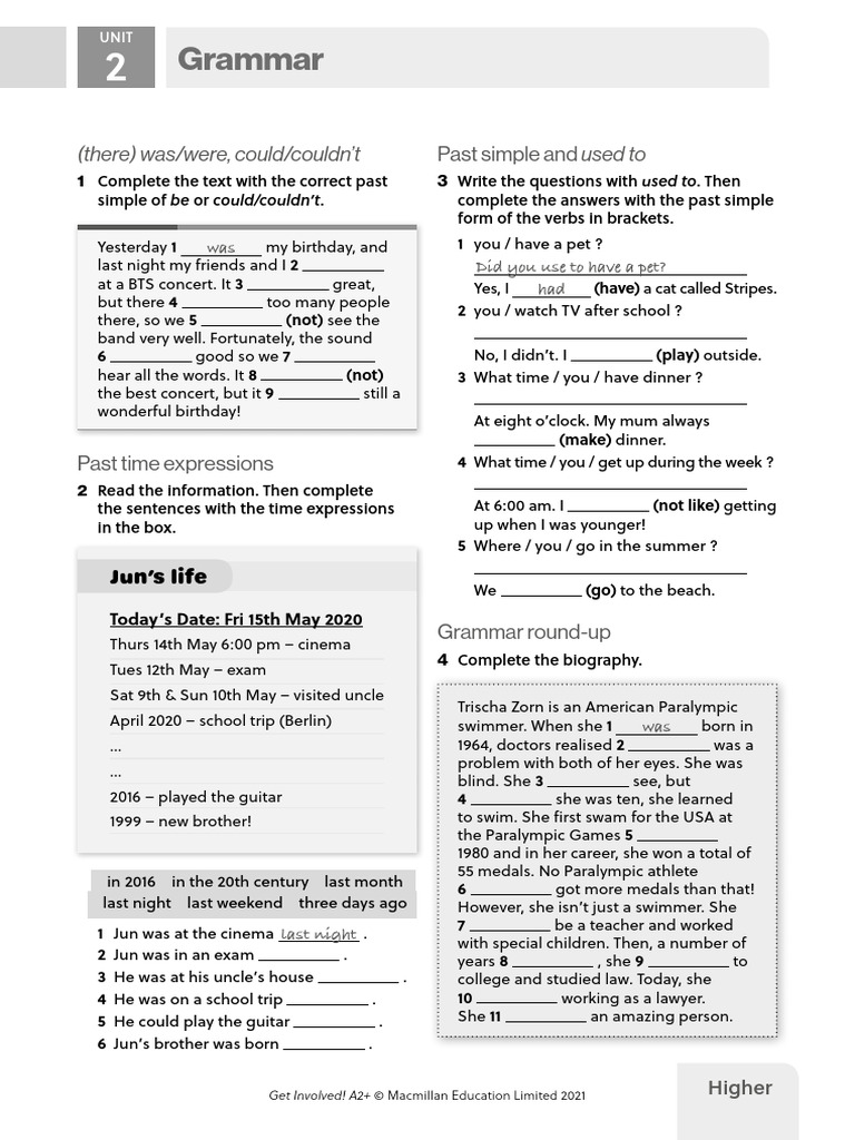 GI A2PLUS U2 Grammar Higher | PDF | Linguistics | Language Mechanics