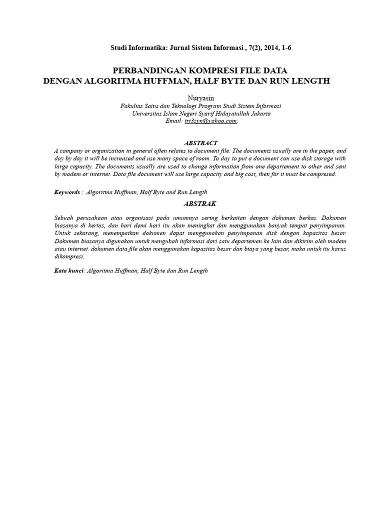 Perbandingan Kompresi File Data Dengan Algoritma Huffman, Half Byte Dan ...