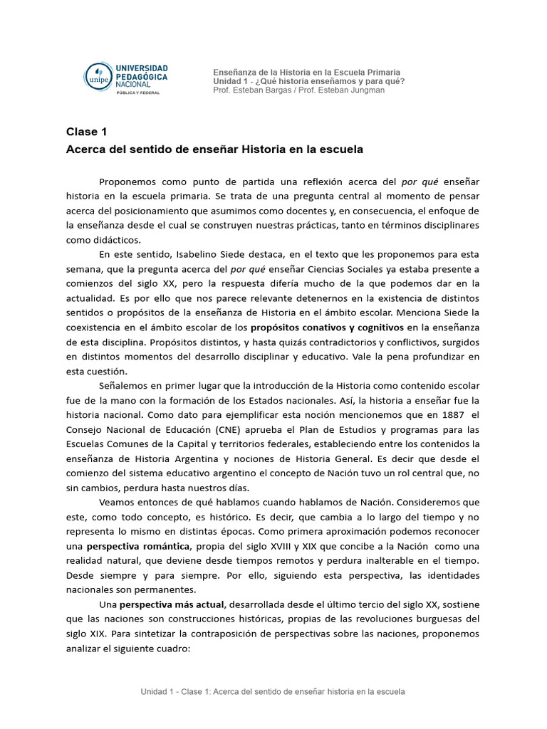 Acerca Del Sentido De Ensen Ar Historia En La Escuela Pdf Enseñando