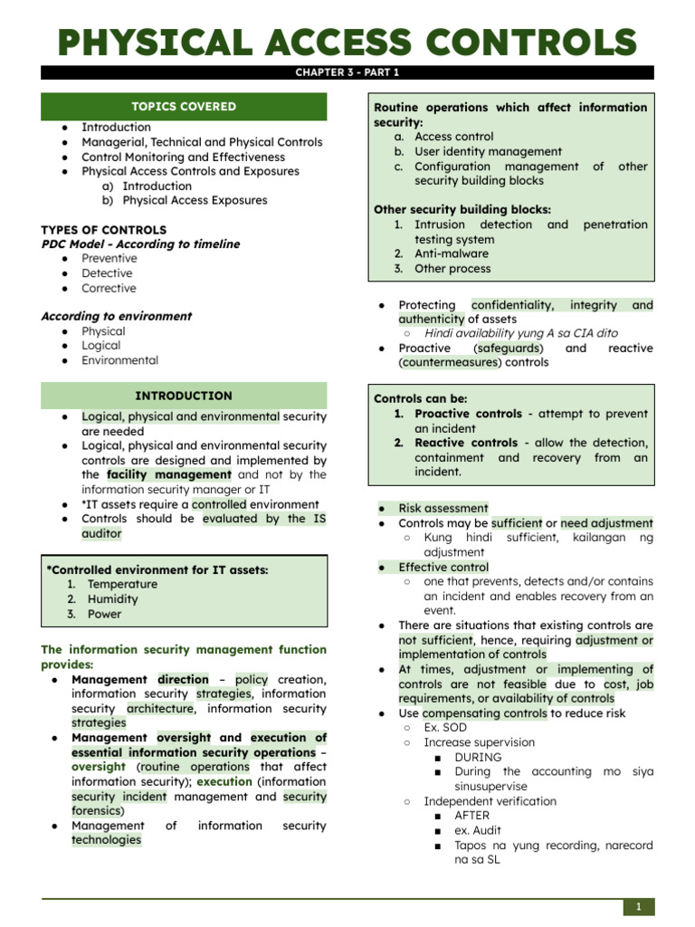 Chapter 3_ Physical Access Controls - Part 1 | PDF | Information ...