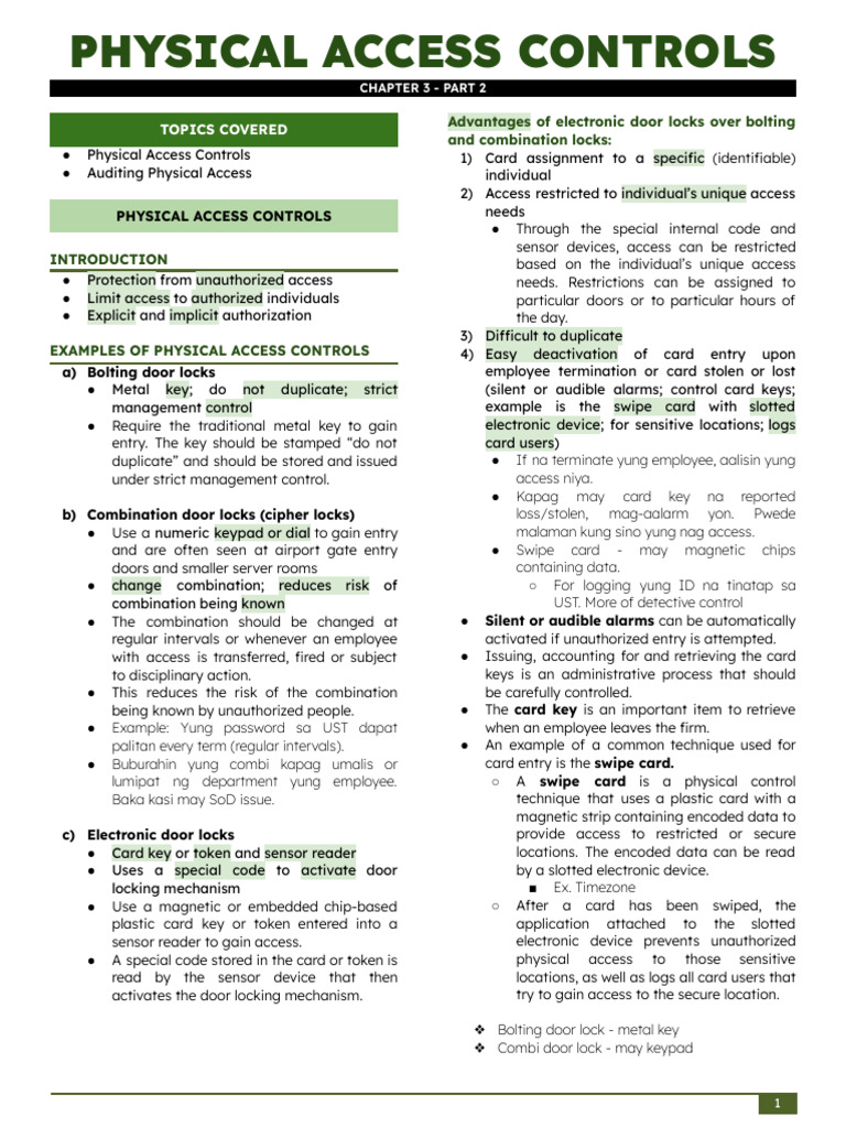 Chapter 3 - Physical Access Controls - Part 2 | PDF | Access Control | Identity Document