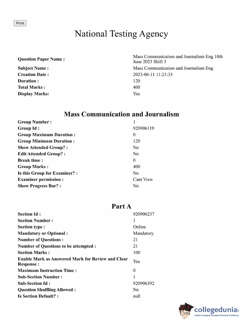 CUET PG 2023 Journalism Answer Key | PDF | Tests | Qualifications