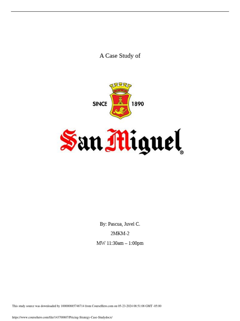 Pricing Strategy Case Study | PDF | San Miguel Corporation | Profit ...