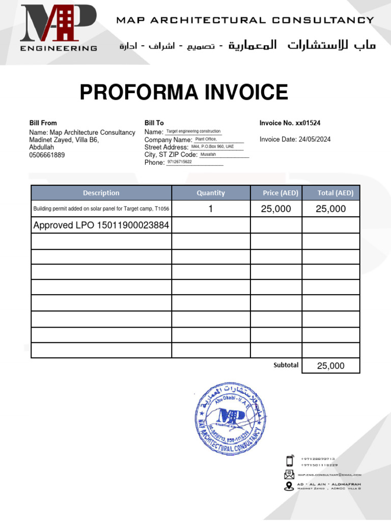 Solar Panel Proforma Invoice Template | PDF