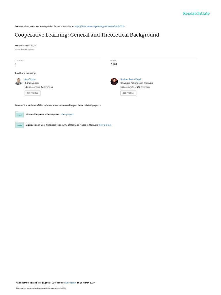 Cooperative Learning | PDF | Constructivism (Philosophy Of Education) | Learning