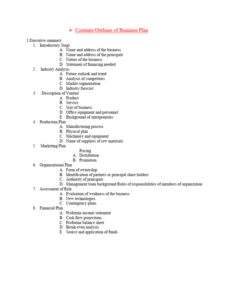 Business Plan Outline Template | PDF | Marketing Strategy | Business ...