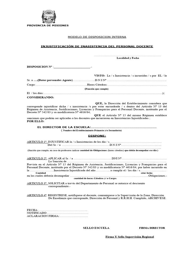 Modelo Disposicion Interna | PDF