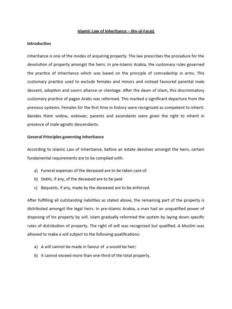 Islamic Law of Inheritancee | PDF | Inheritance | Sharia Islamic Law of Inheritancee | PDF | Inheritance | Sharia