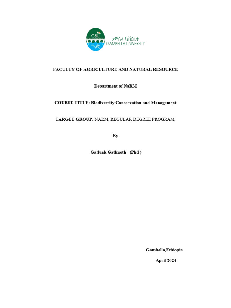 Biodiversity Conservation Module 2024 | PDF | Biodiversity ...