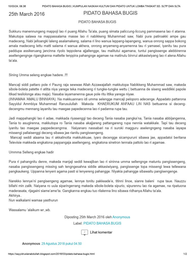 Ceramah Bugis | PDF | Agama & Spiritualitas