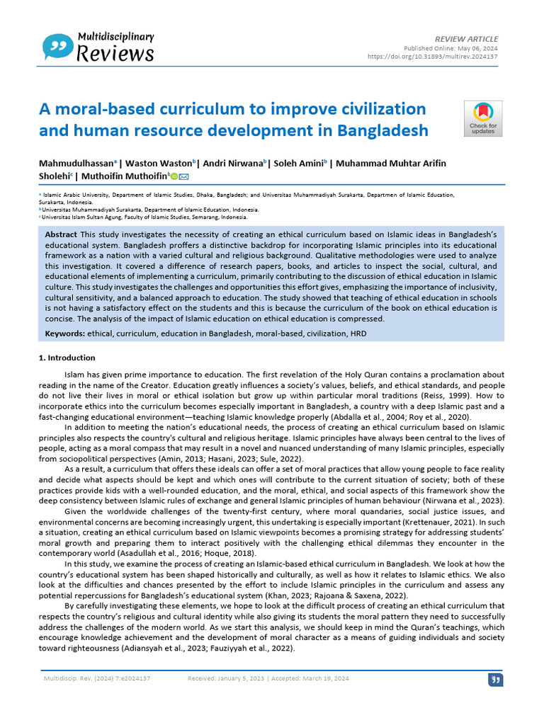 Moral Based Curriculum | PDF | Curriculum | Teachers