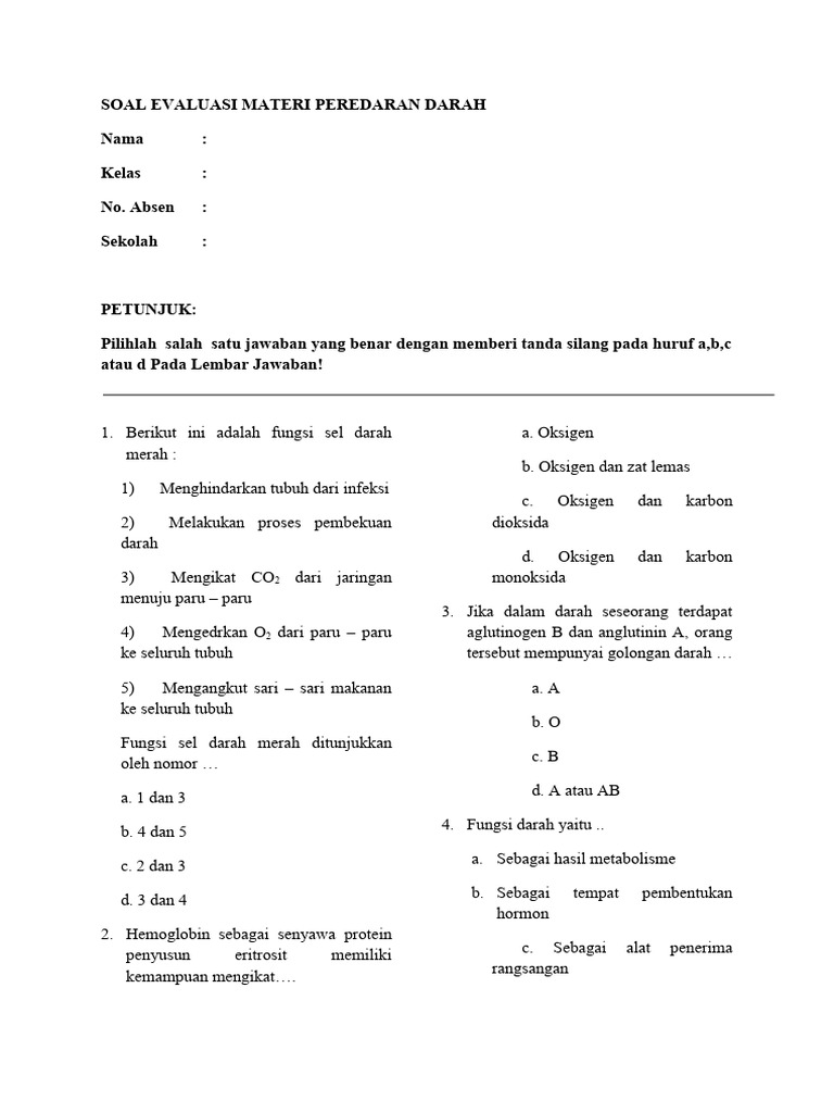 Soal Pre Test-Post Test | PDF