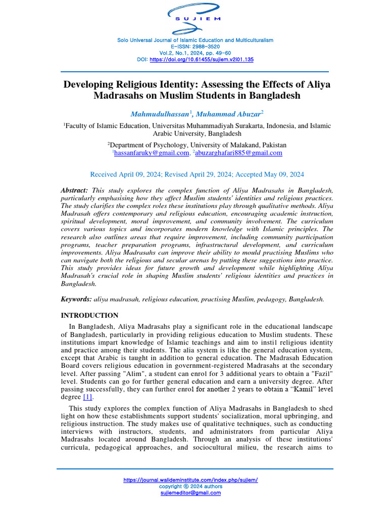 Developing Religious Identity: Assessing The Effects of Aliya Madrasahs ...