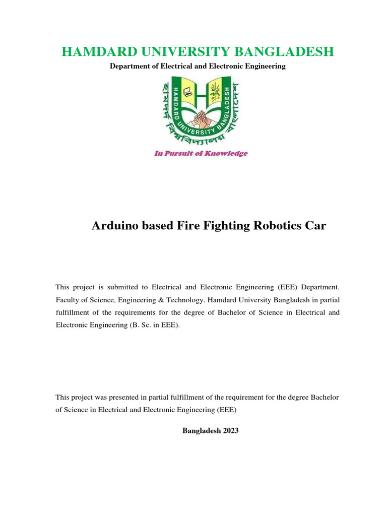 Project Book Eee 17th Batch Arduino Based Fire Fighting Roboting Car Pdf Relay Arduino
