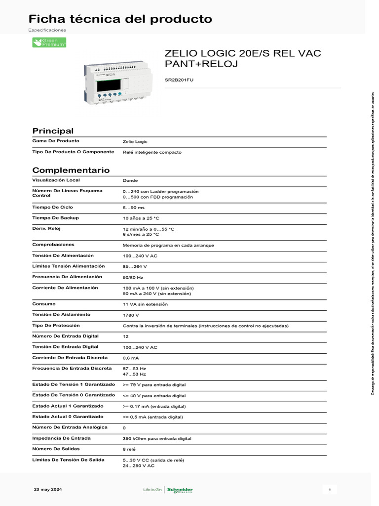 Schneider Electric Zelio-Logic SR2B201FU | PDF | Residuos Schneider Electric Zelio-Logic SR2B201FU | PDF | Residuos