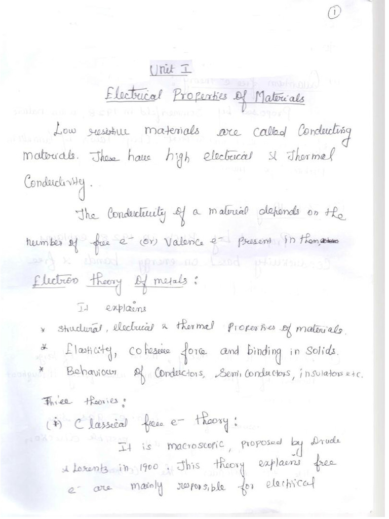 Unit I Electrical Properties | PDF