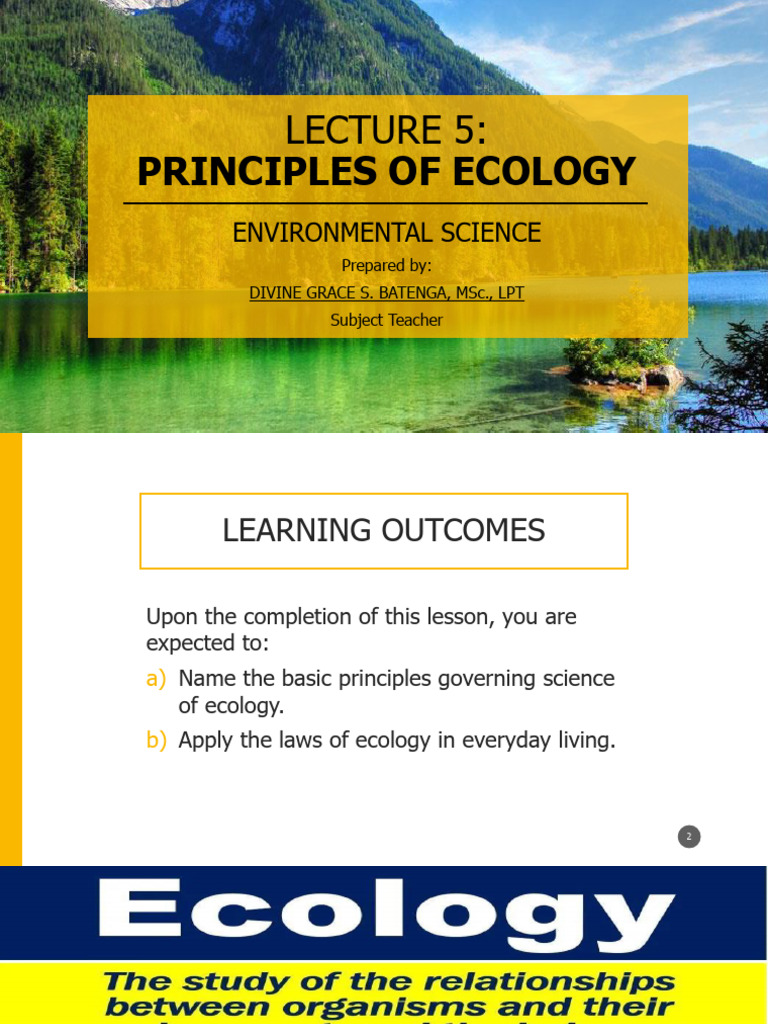 ES-LECTURE 5 - The Principles of Ecology | PDF | Ecosystem | Ecology