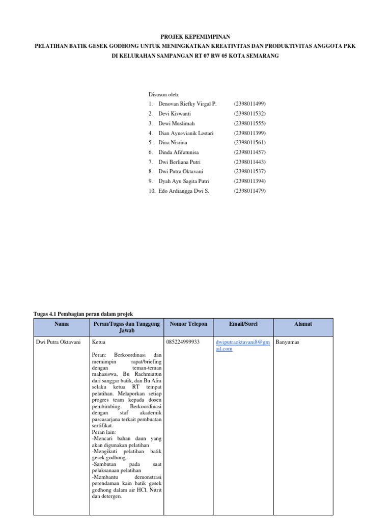 Tugas 4.1 Pembagian Peran Dalam Projek | PDF Tugas 4.1 Pembagian Peran Dalam Projek | PDF