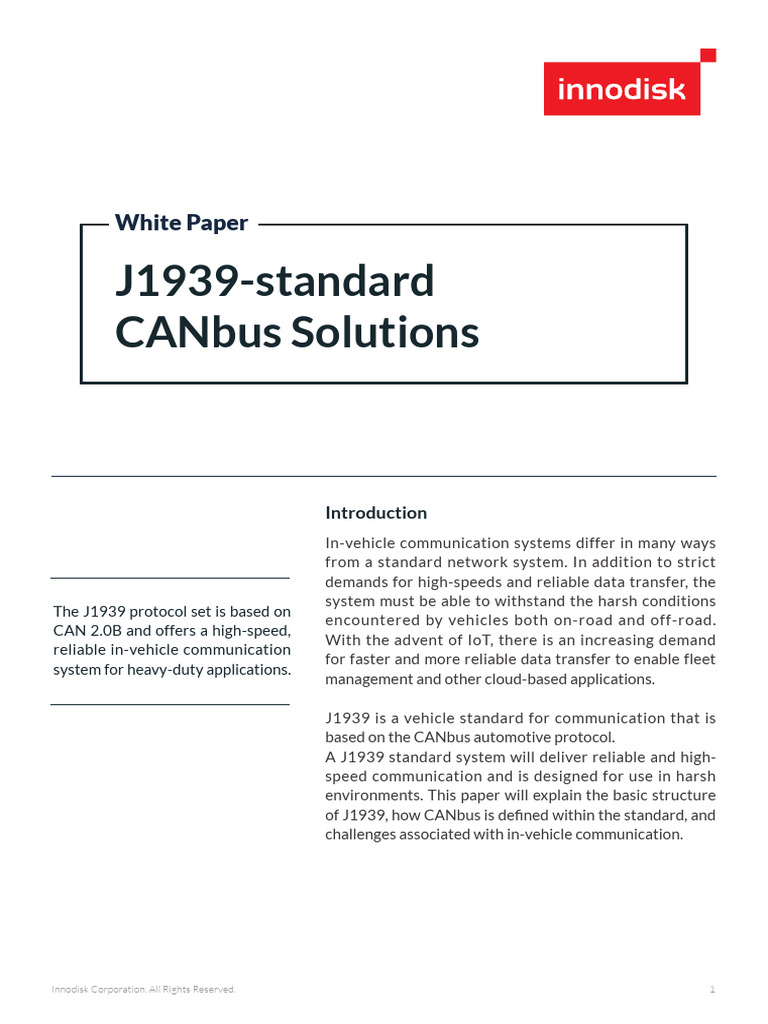 Innodisk J1939-Standard CANbus Solutions White Paper 201710 | PDF | Osi Model | Computer Network
