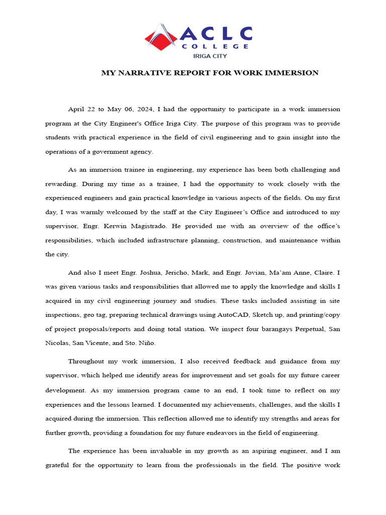 Narrative Report | PDF | Engineering | Human Communication